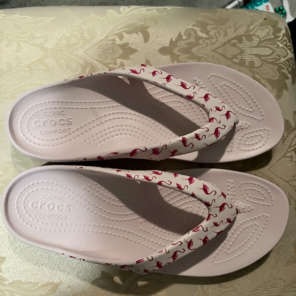 CROCS | Shoes | Teal Blue Original Crocs And Pink Flamingo Crocs Flops ...